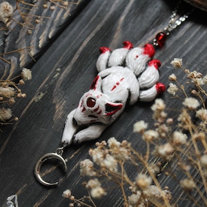White Fox Necklace, Kitsune Fox Jewelry, Nine-tailed Fox Charm, Kitsune ...