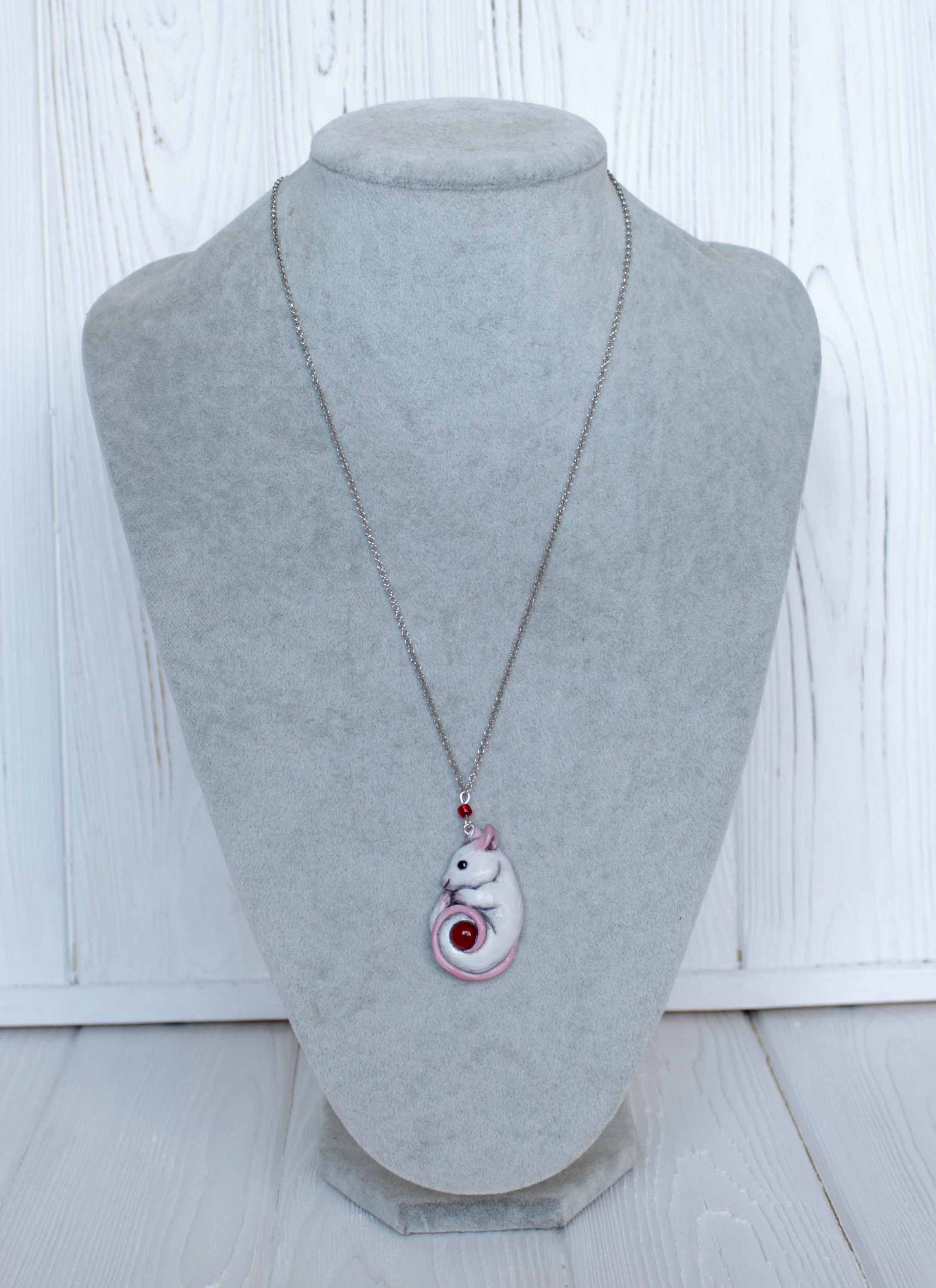 White Mouse Necklace Totem Mouse Jewelry Rat Charm - Etsy