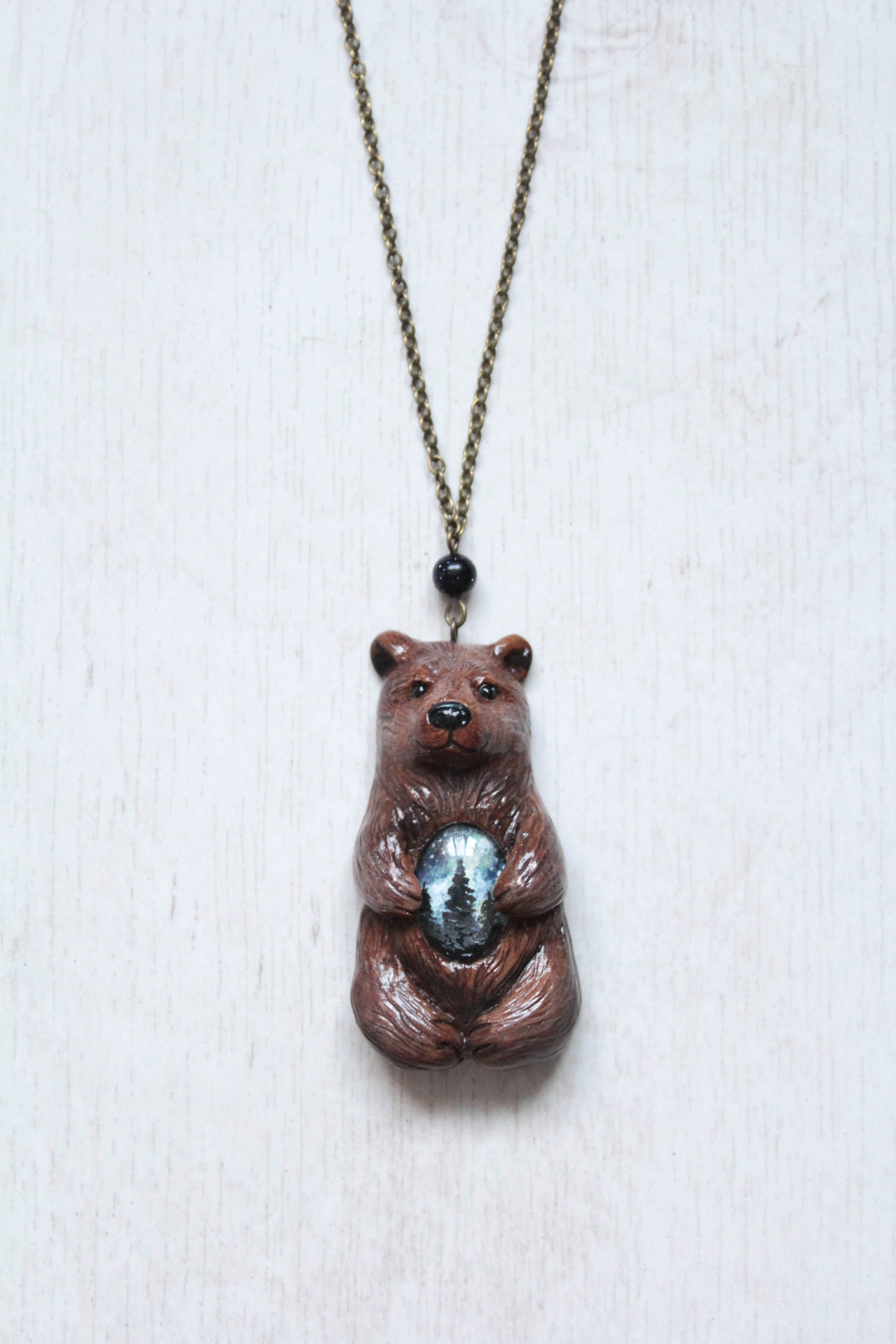 Bear Totem Necklace Forest Bear Druid Amulet Aurora Borealis - Etsy