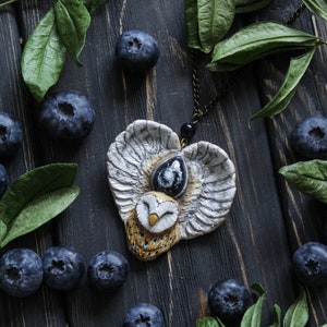 Owl Celestial Necklace, Witch Owl Charm, Barn Owl Amulet, Owl Totem ...