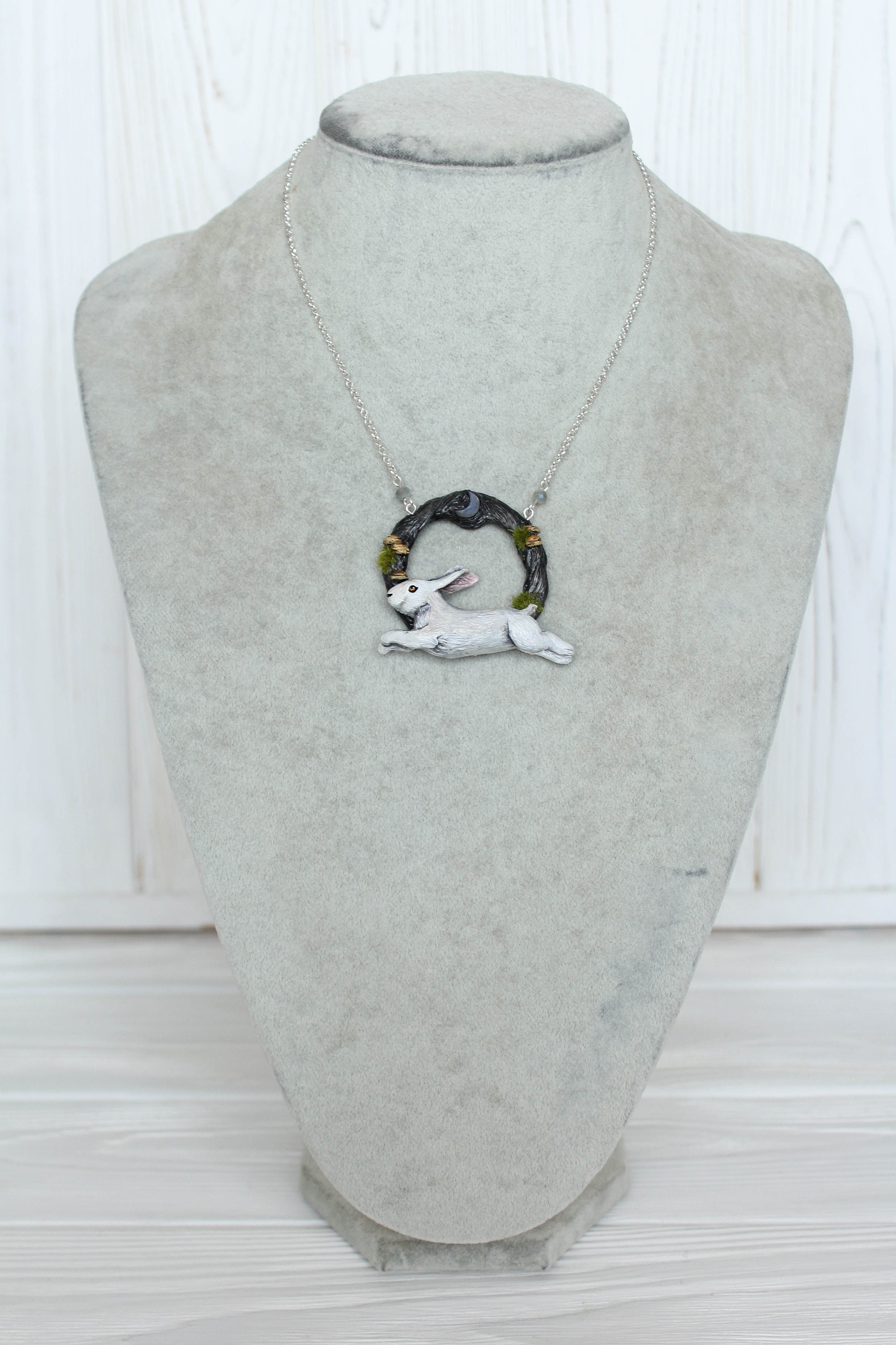 Moon Hare Witchy Pendant Hare Jewelry Totem Rabbit Necklace - Etsy
