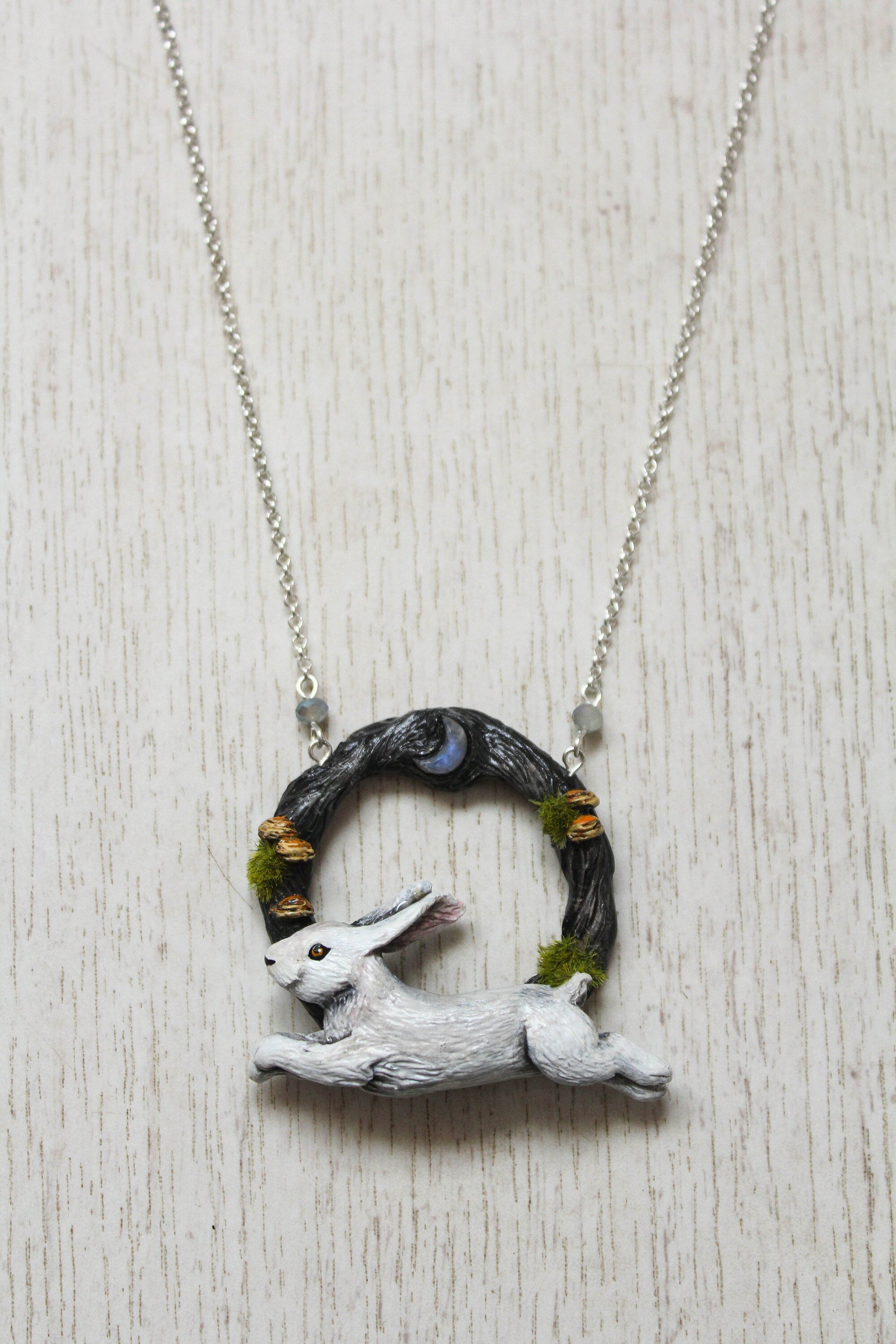 Moon Hare Witchy Pendant Hare Jewelry Totem Rabbit Necklace - Etsy