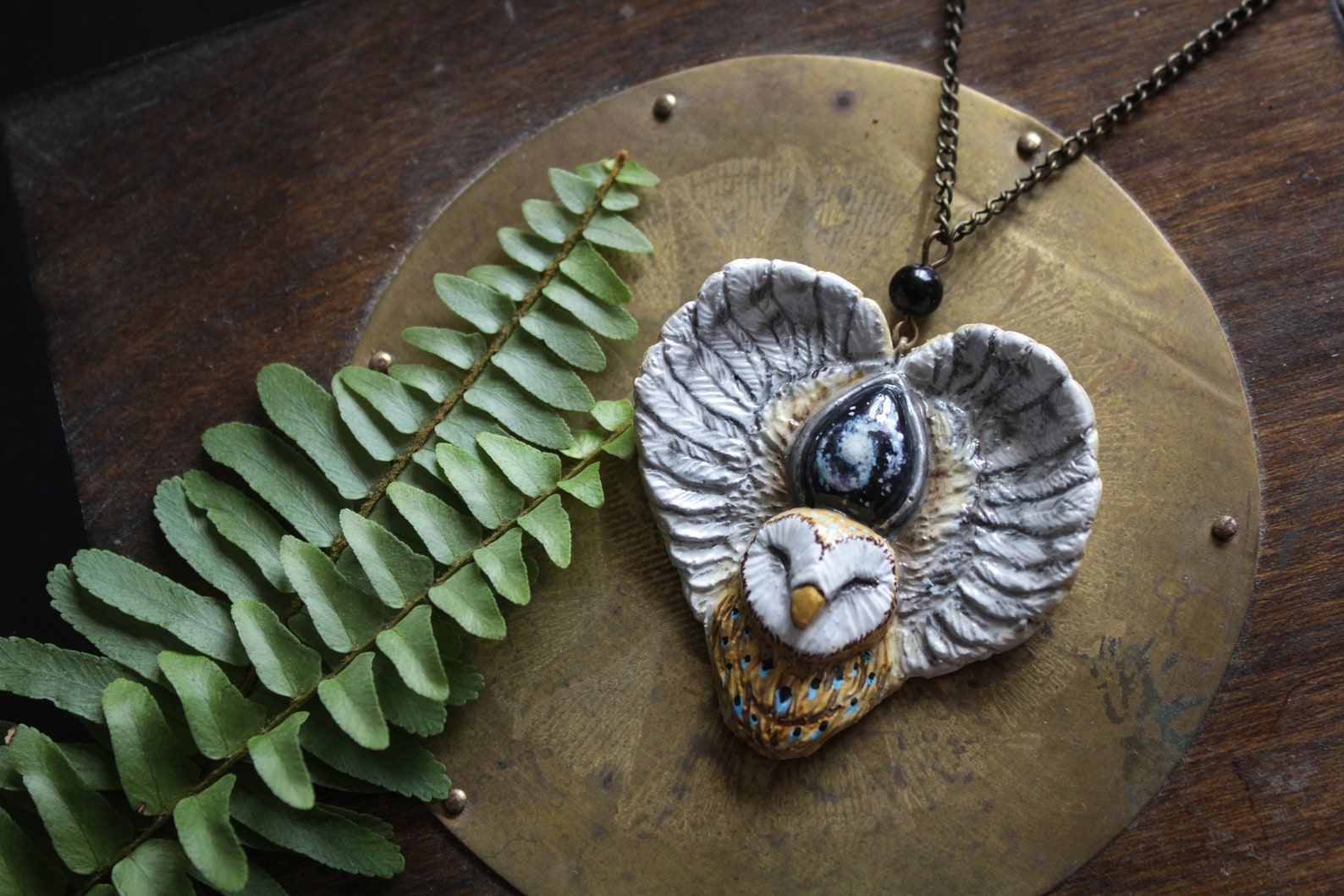 Owl Celestial Necklace Witch Owl Charm Barn Owl Amulet Owl - Etsy