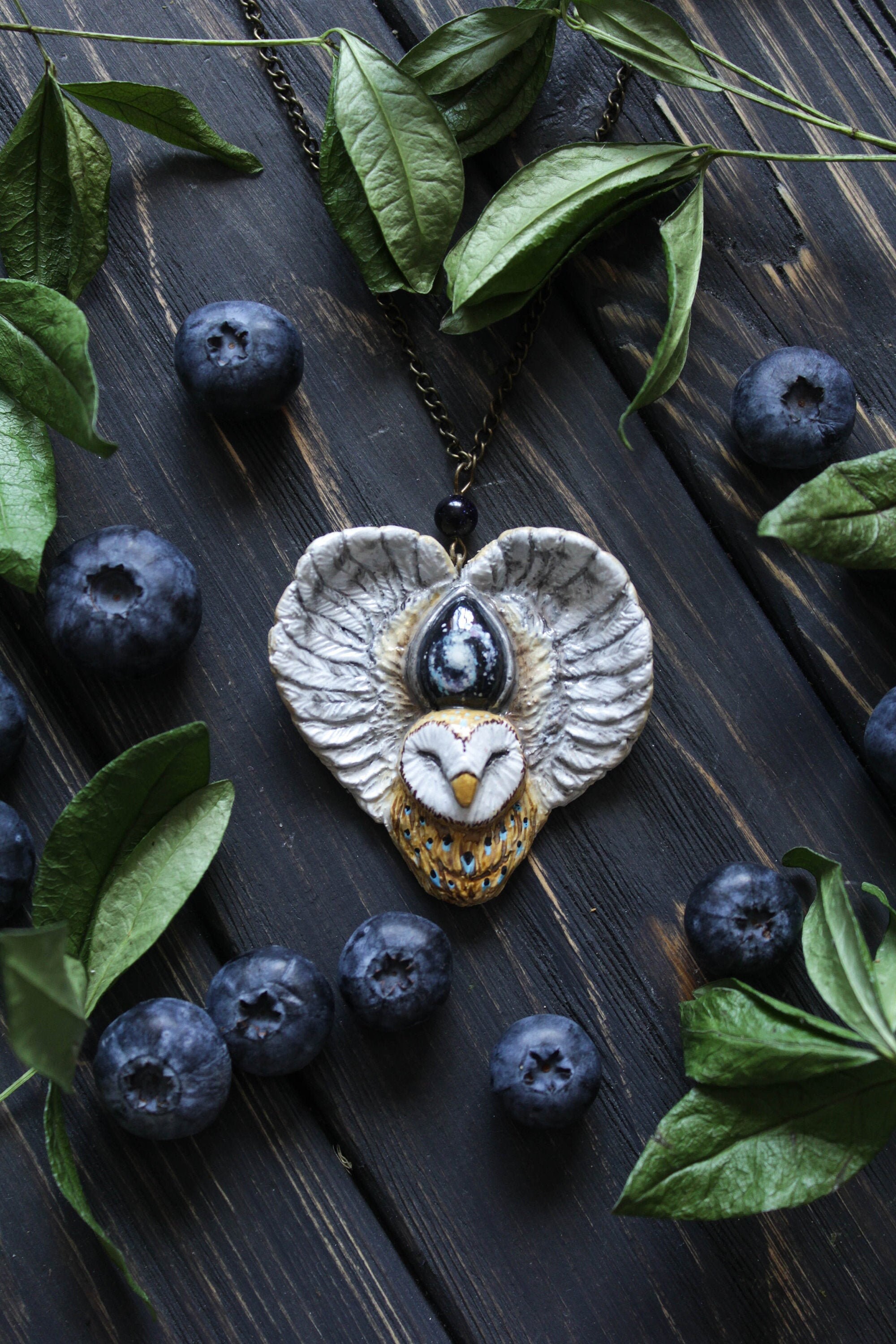 Owl Celestial Necklace Witch Owl Charm Barn Owl Amulet Owl - Etsy