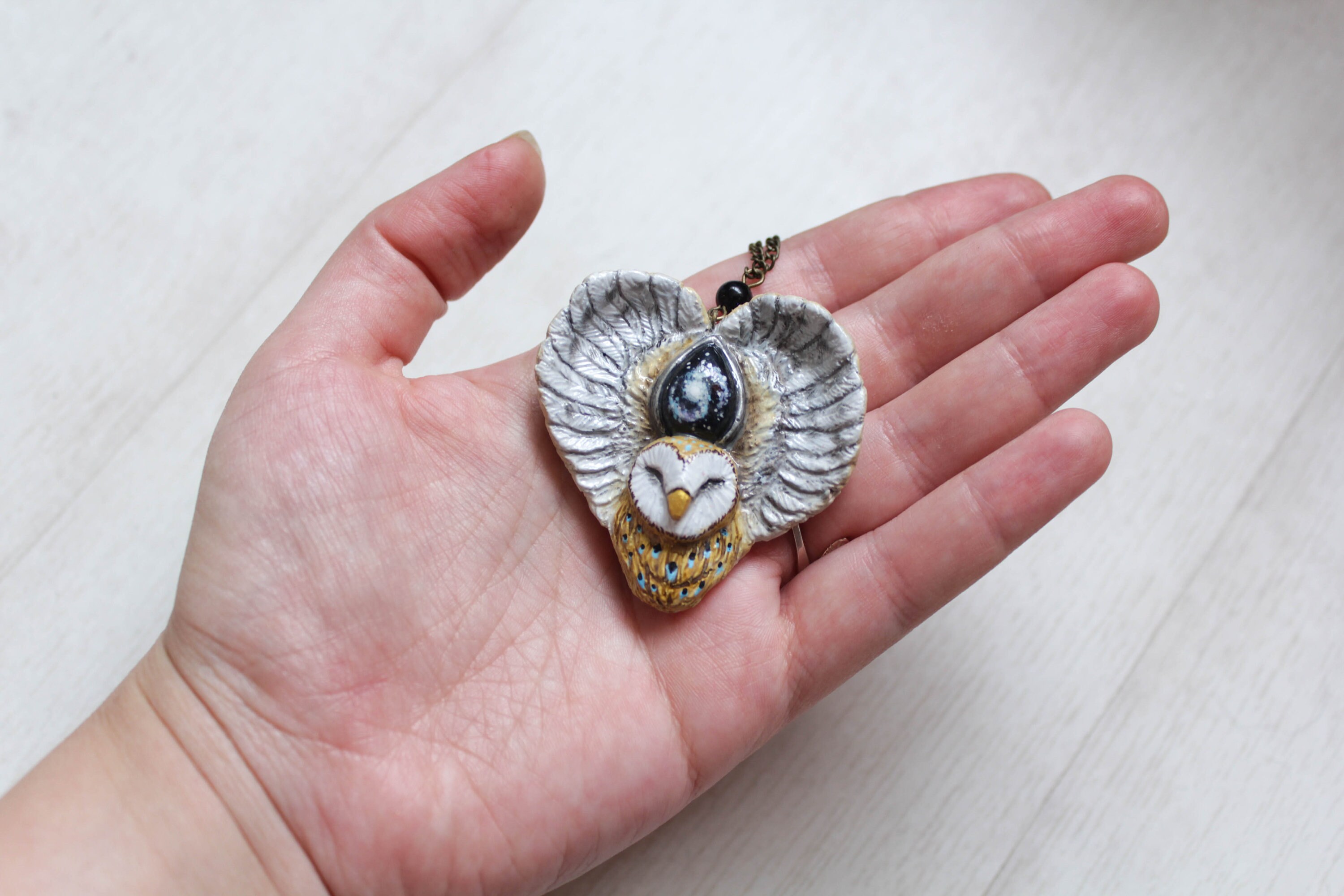 Owl Celestial Necklace Witch Owl Charm Barn Owl Amulet Owl - Etsy