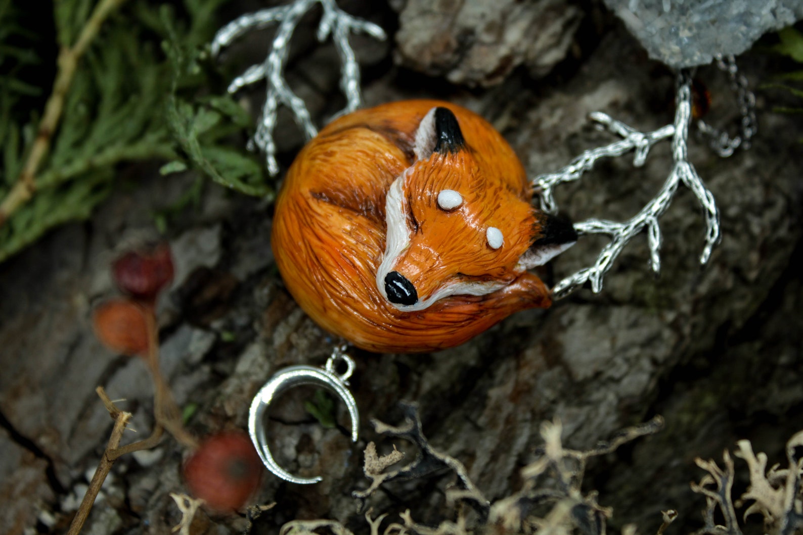 Fox Necklace Forest Fox Jewelry Witch Fox Charm Fox Totem | Etsy