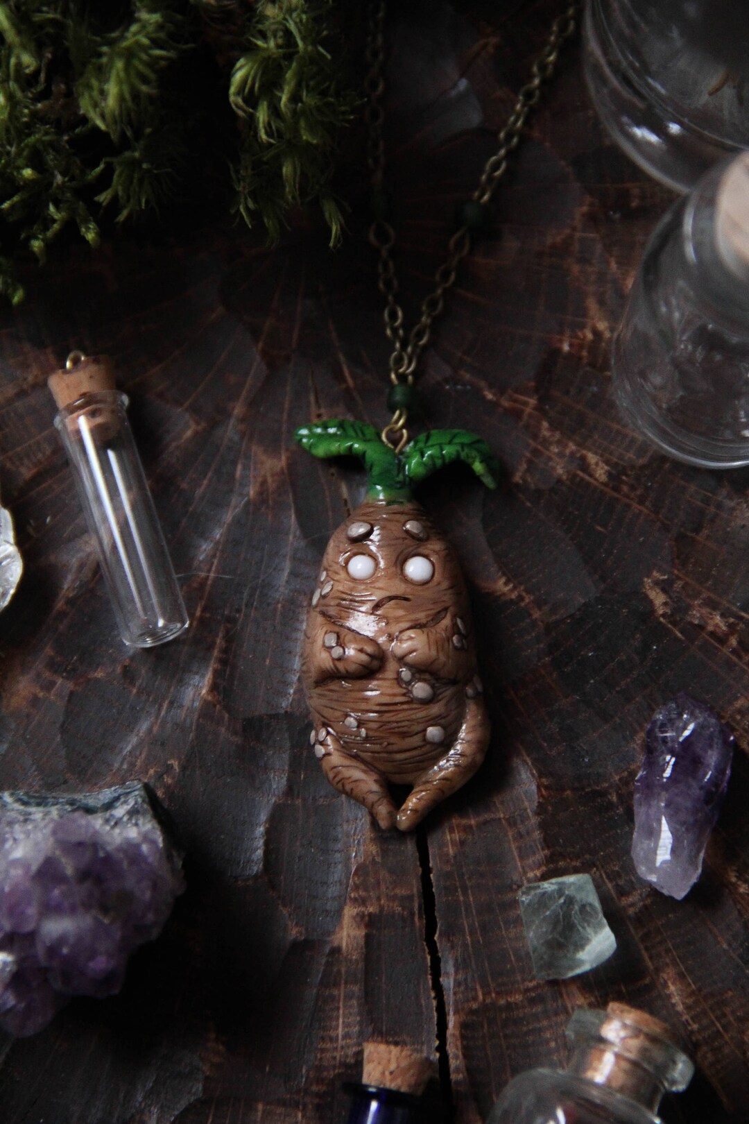 Mandrake Necklace, Mandragora Root Pendant, Witch Mandragora Jewelry ...