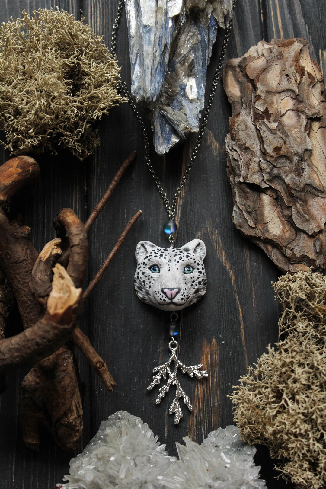 Snow Leopard Necklace, Realistic Snow Leopard Pendant, Animal Charm - Etsy