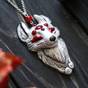 White Fox Necklace, Kitsune Fox Jewelry, Nine-tailed Fox Charm, Kitsune ...