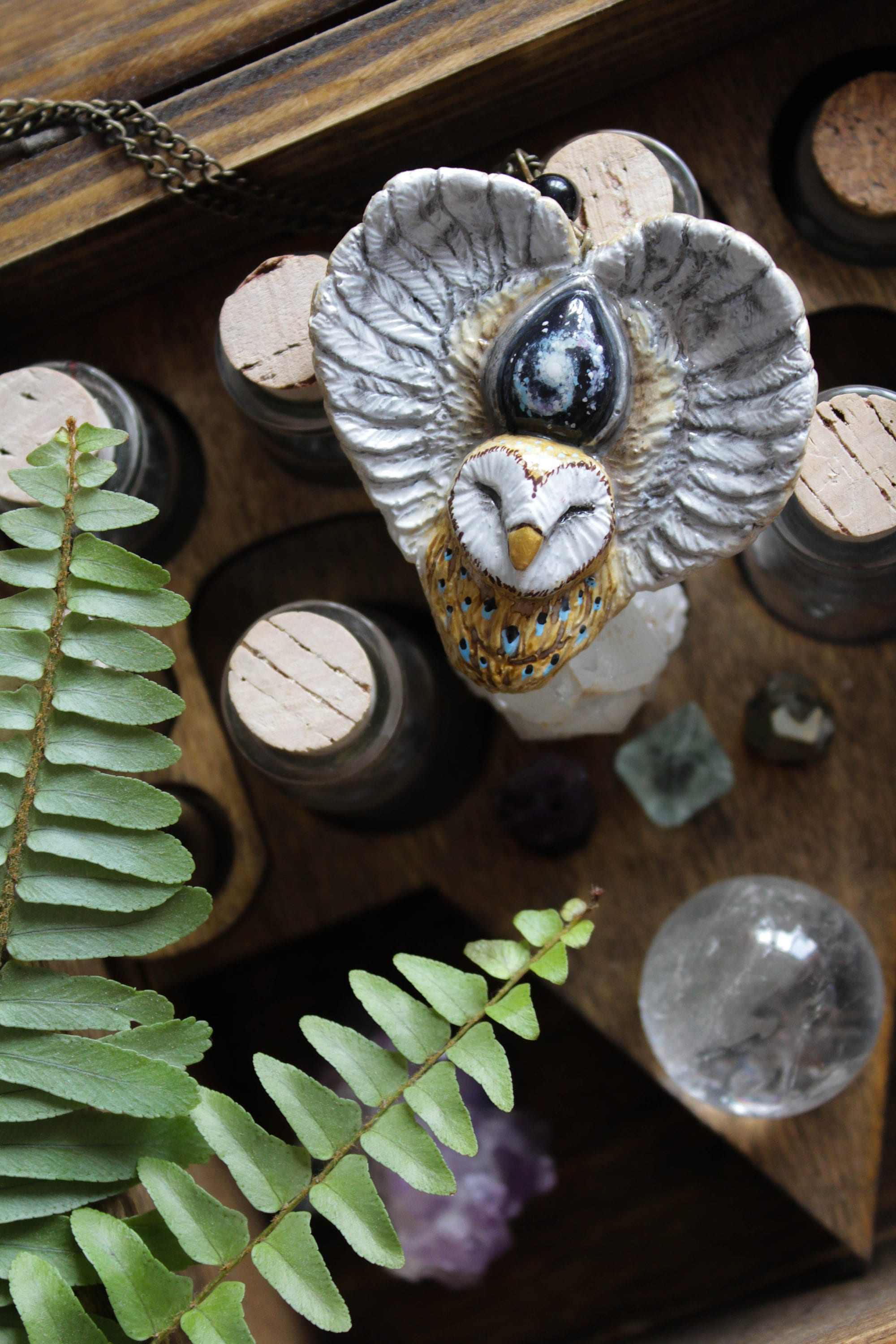 Owl Celestial Necklace Witch Owl Charm Barn Owl Amulet Owl - Etsy