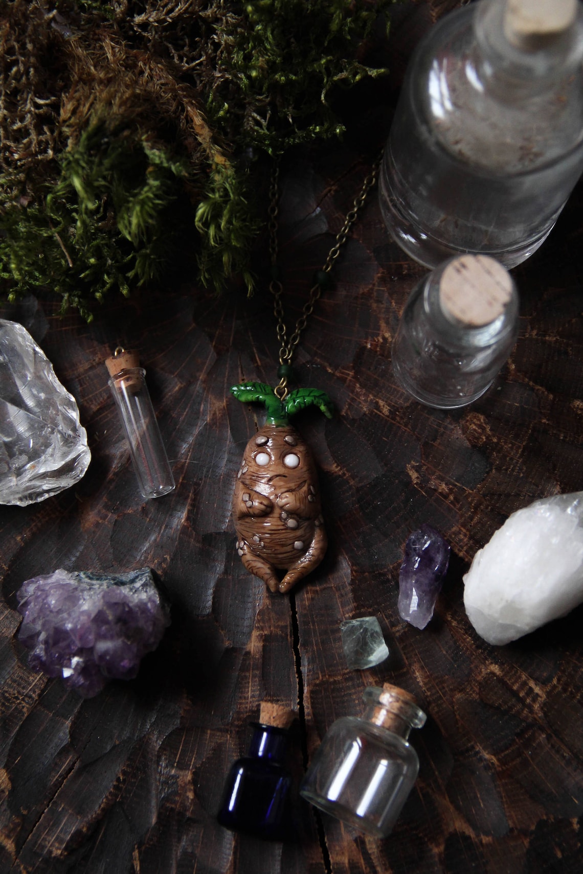 Mandrake Necklace Mandragora Root Pendant Witch Mandragora | Etsy