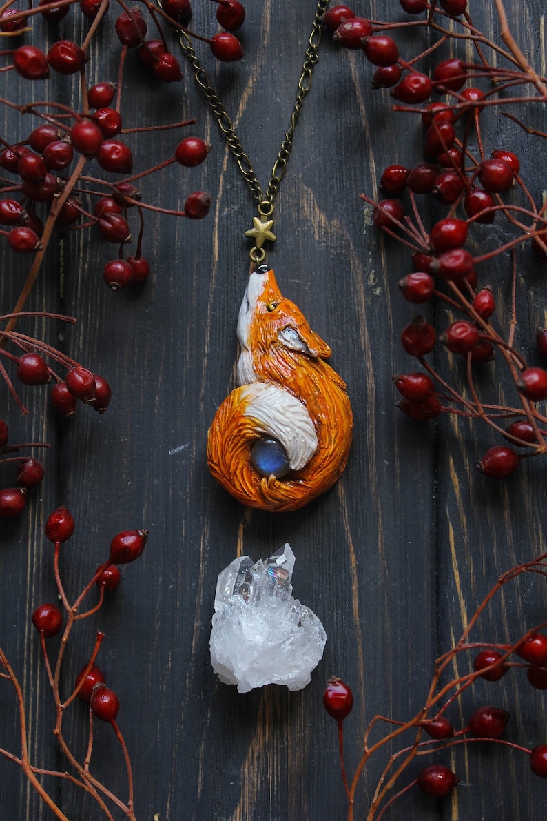 Fox Necklace Foxy Pendant Fox Jewelry Fantasy Fox - Etsy
