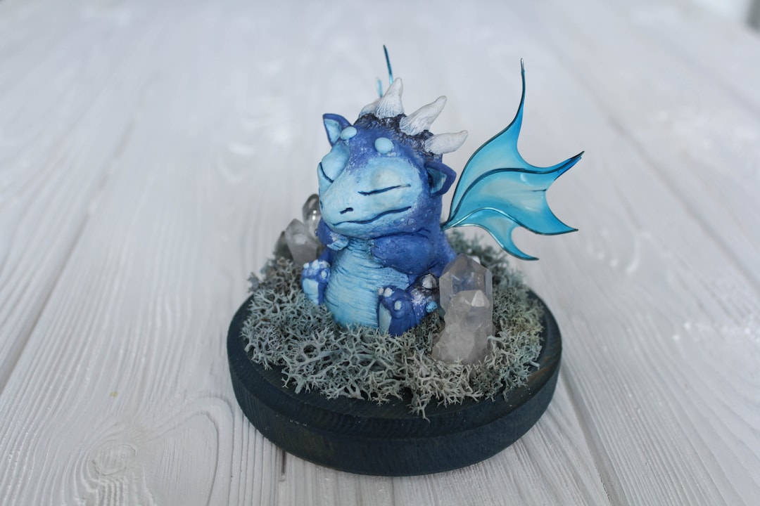 Blue Dragon Figurine: Fantasy Art Doll Sculpture, Dnd Gift - Etsy