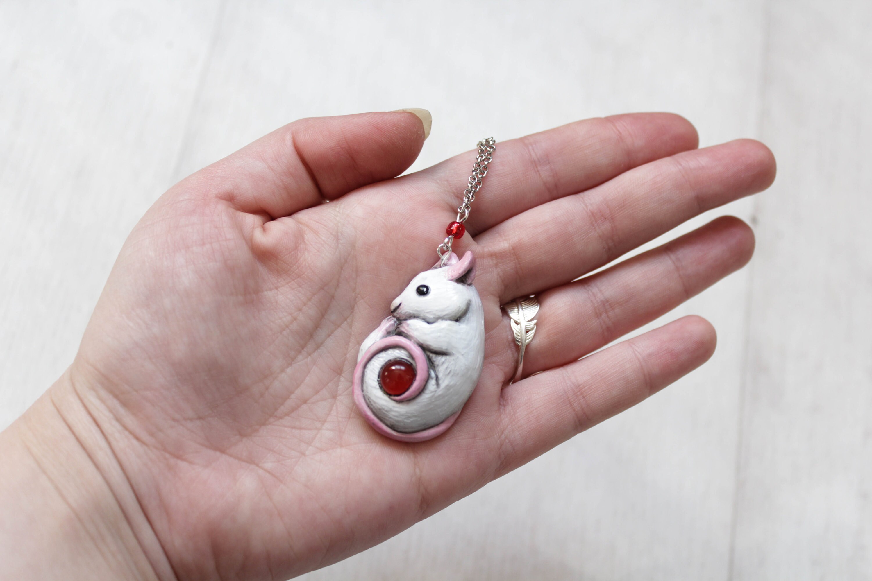White Mouse Necklace Totem Mouse Jewelry Rat Charm - Etsy