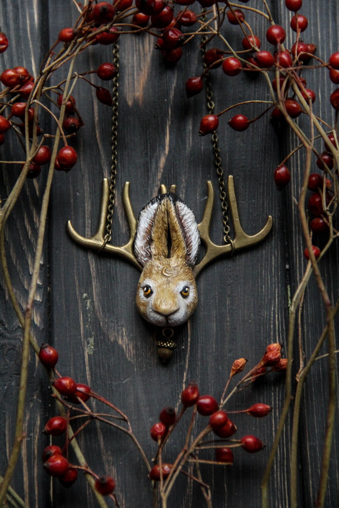 Jackalope Pendant Wolpertinger Necklace Horned Rabbit - Etsy