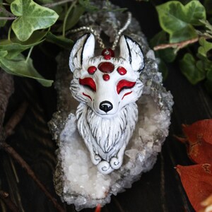 White Fox Necklace, Kitsune Fox Jewelry, Nine-tailed Fox Charm, Kitsune ...