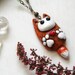 Cute Fox Necklace Polymer Clay Foxy Pendant Fox Heart - Etsy