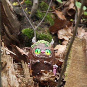 Forest Monster Figurine, Ooak Fantasy Beast Sculpture, Forest Spirit ...