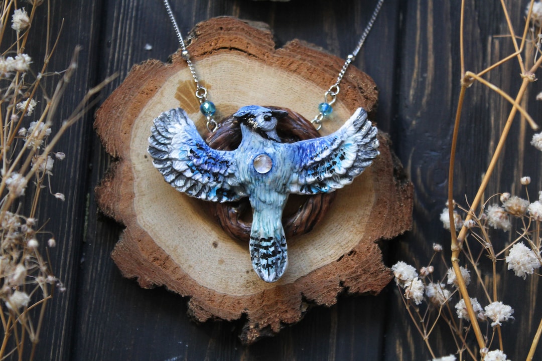 Blue Jay Necklace, Bluejay Charm, Bird Jewelry, Woodland Blue Bird ...