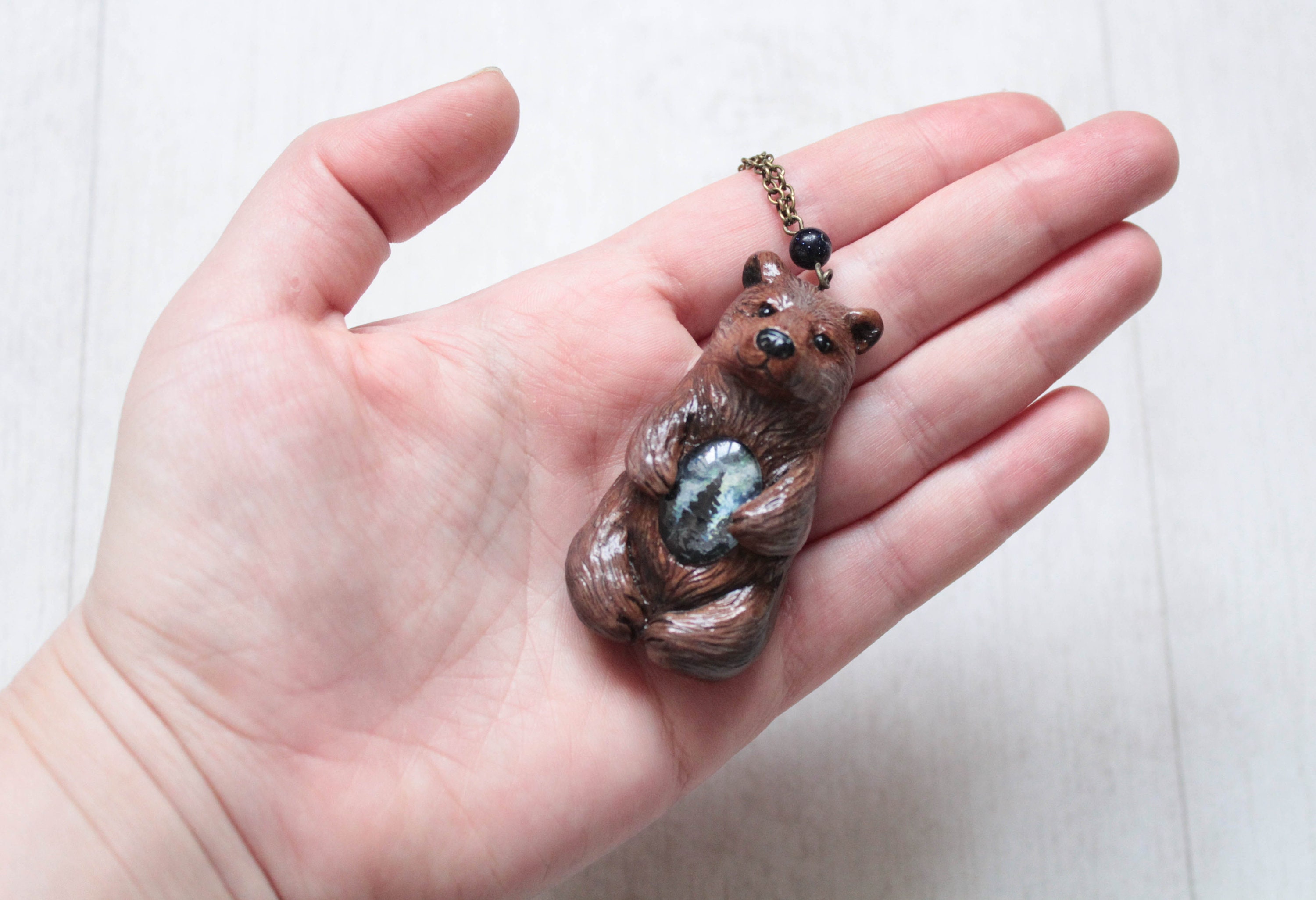 Bear Totem Necklace Forest Bear Druid Amulet Aurora Borealis - Etsy