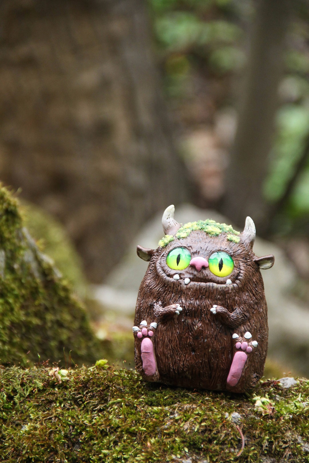 Forest Monster Figurine, Ooak Fantasy Beast Sculpture, Forest Spirit ...