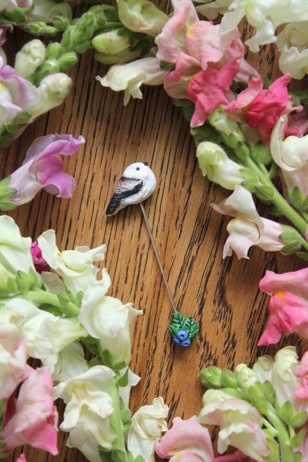 Long-tailed Tit Brooch, Japan White Bird Pin, Cotton Ball Bird Jewelry ...