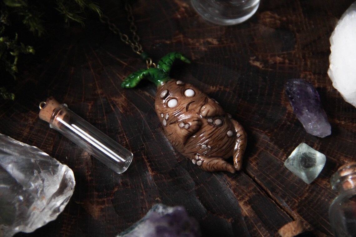Mandrake Necklace Mandragora Root Pendant Witch Mandragora | Etsy