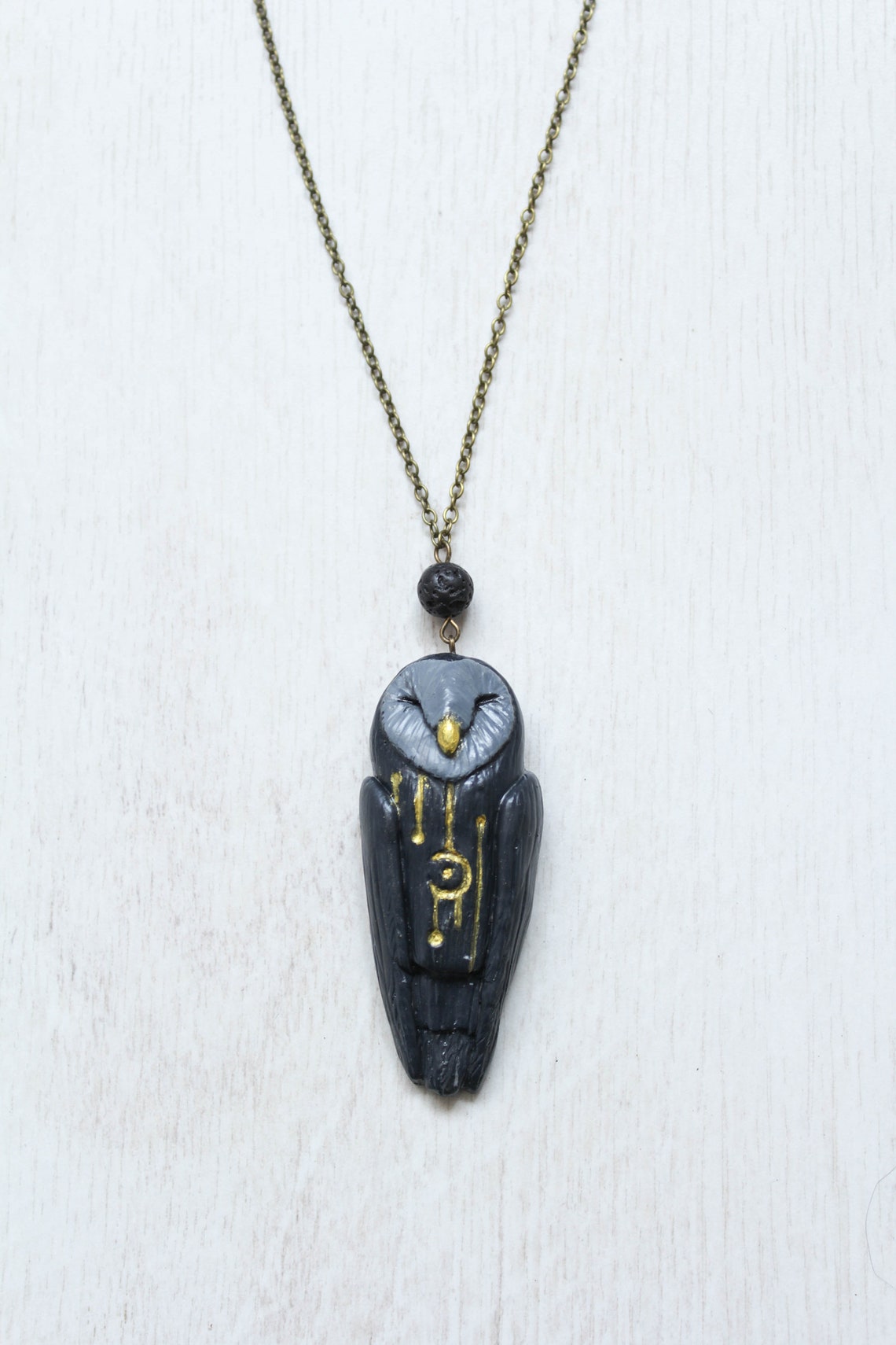 Black Owl Necklace Witch Owl Charm Owl Amulet Wicca Owl | Etsy