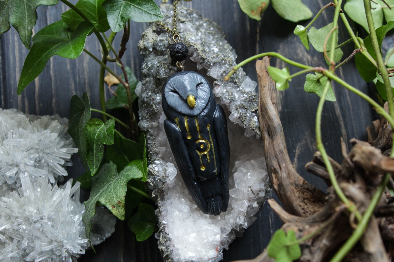 Black Owl Necklace Witch Owl Charm Owl Amulet Wicca Owl | Etsy