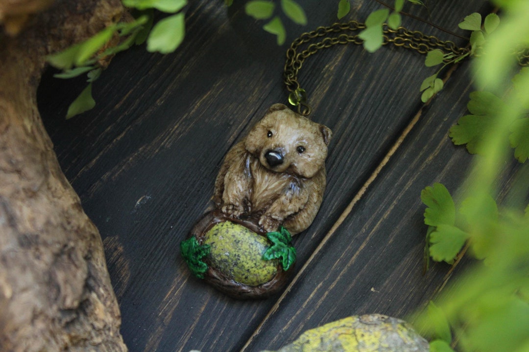 Wombat Necklace, Australian Animal Jewelry, Wombat Pendant, Serpentine ...