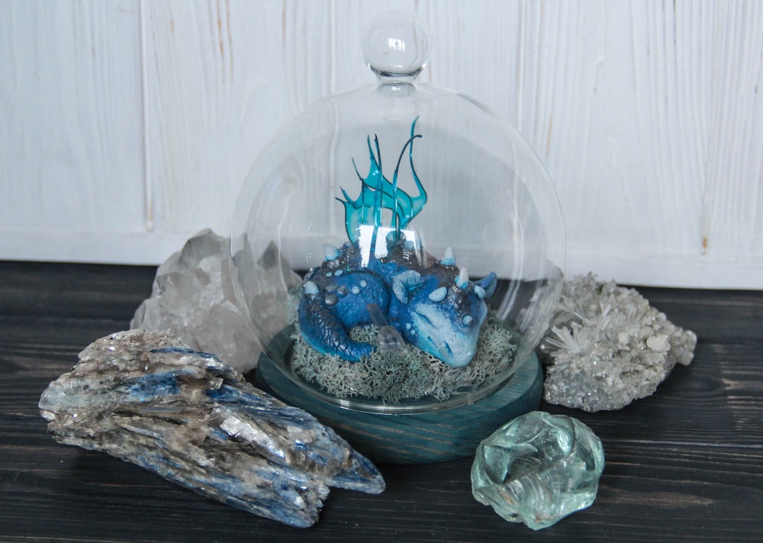 Sleeping Ice Dragon Figurine: Handmade Polymer Clay Fantasy Art Doll - Etsy
