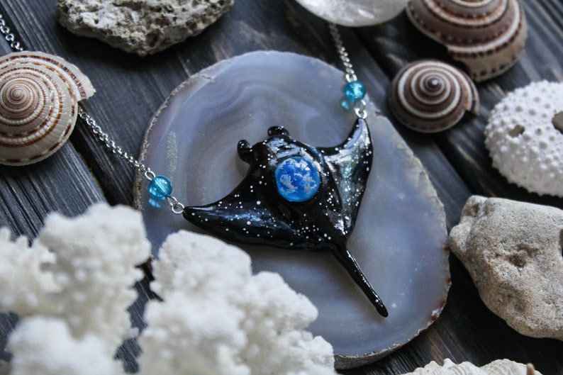 Manta Ray Galaxy Necklace, Starry Manta Pendant, Sea Jewelry, Stingray ...