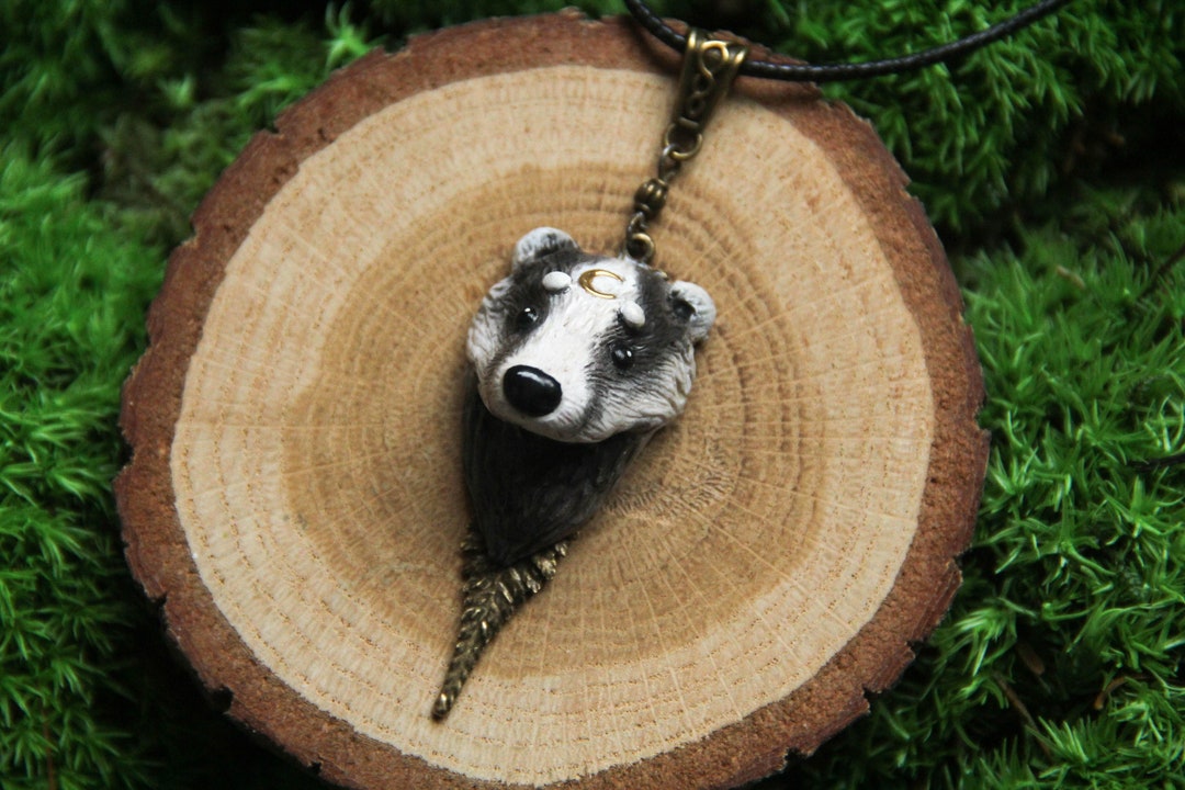 Polymer Clay Badger Necklace: Woodland Animal Jewelry - Etsy