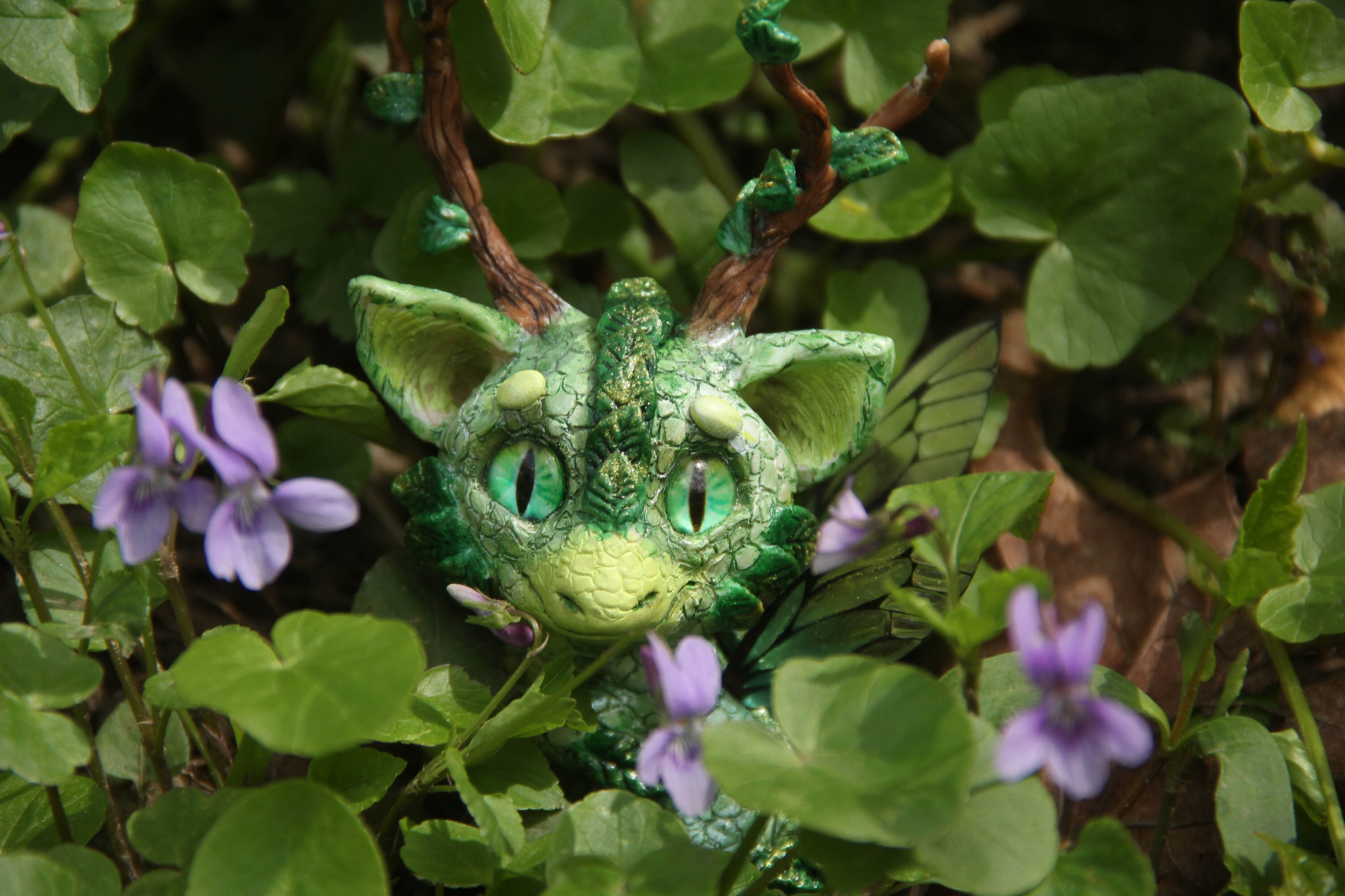 Spring Leaf Fairy Dragon Figurine Green Baby Dragon OOAK | Etsy