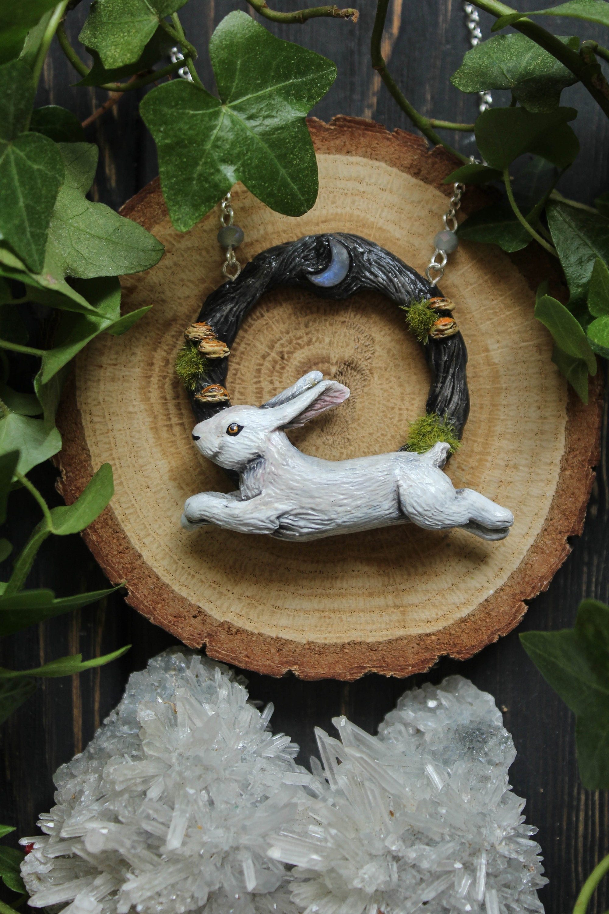 Moon Hare Witchy Pendant Hare Jewelry Totem Rabbit Necklace - Etsy