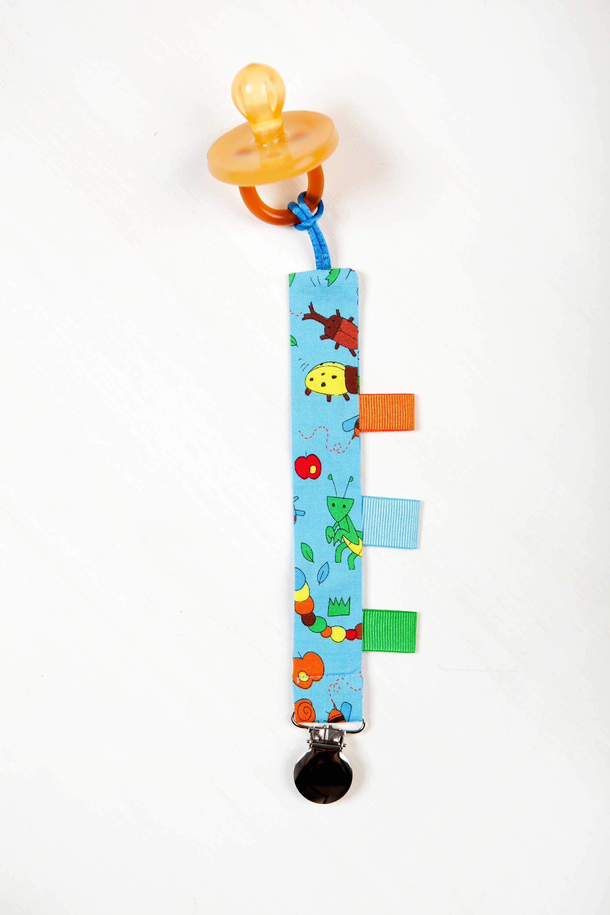 Pacifier holder made of textile and colorful ribbons - Etsy 日本