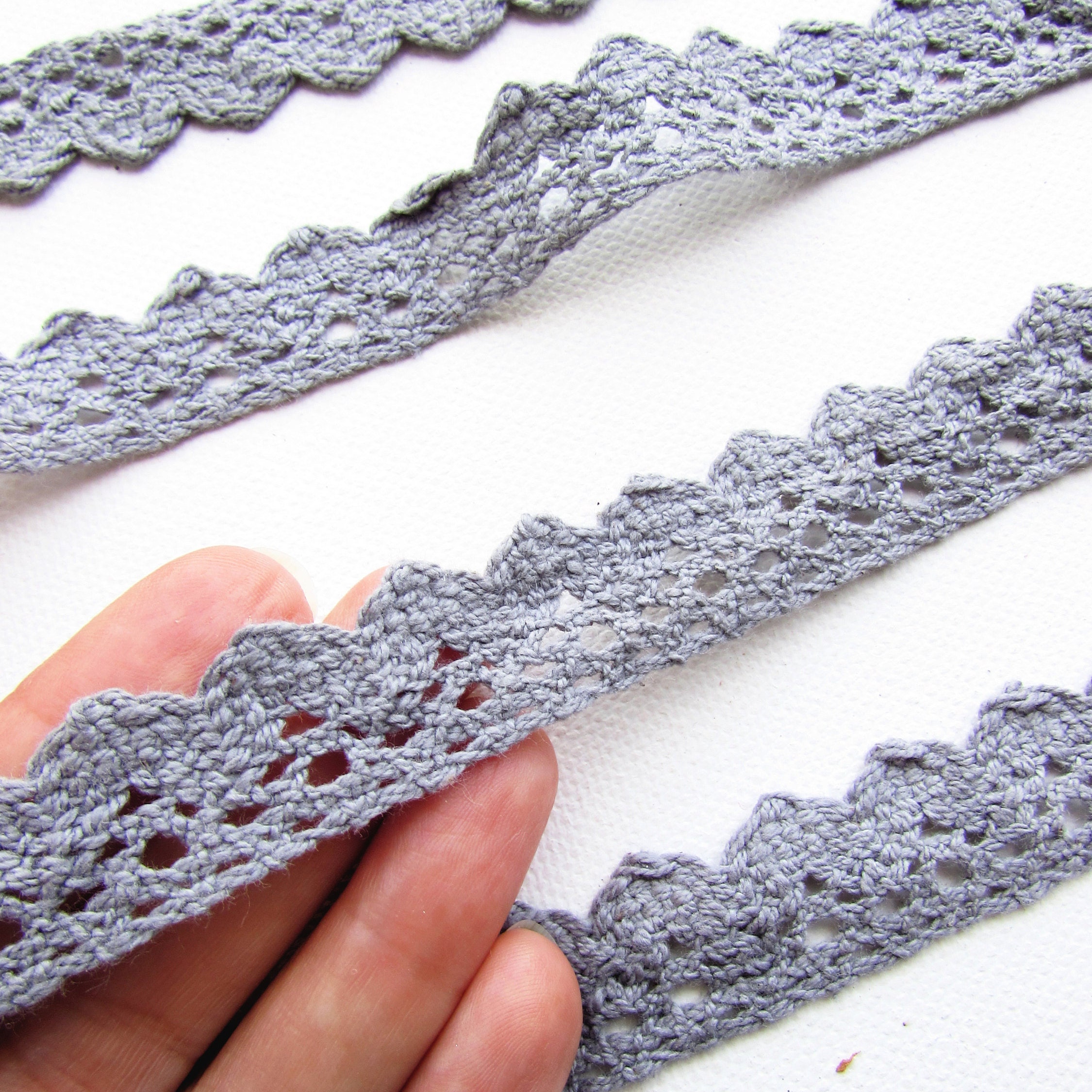 5 Yds GREY Cotton Lace Trim Crochet Border Lace 3/4 - Etsy UK
