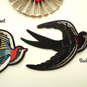 LARGE Swallow Iron-on Patch, Tattoo Style Sparrow Fusible Applique, DIY Fashion - Etsy UK