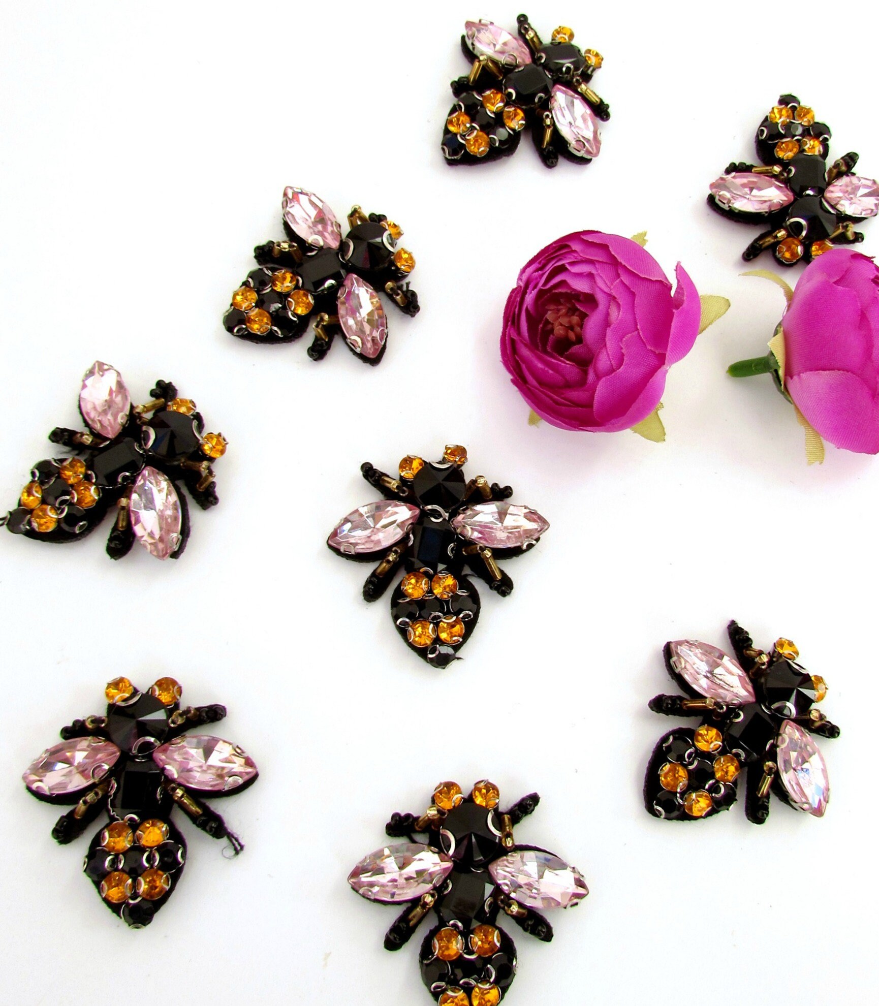 Sew-on Rhinestone Bumble Bee Applique Beaded Sewing Crystal - Etsy