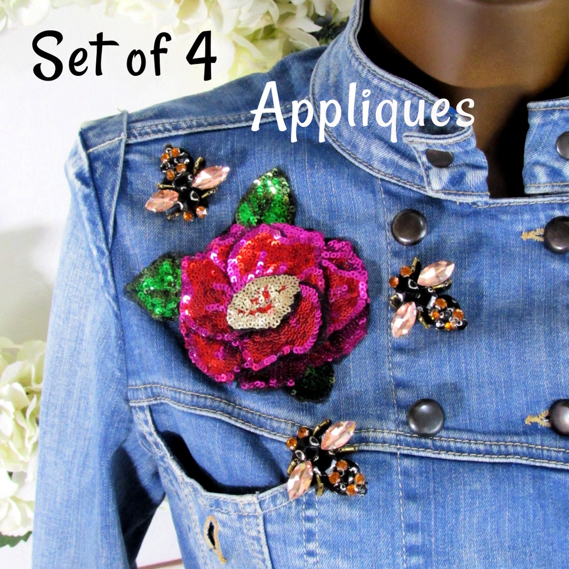 Set of 4 Sew-on Appliques for DIY Personalized Denim Jackets - Etsy
