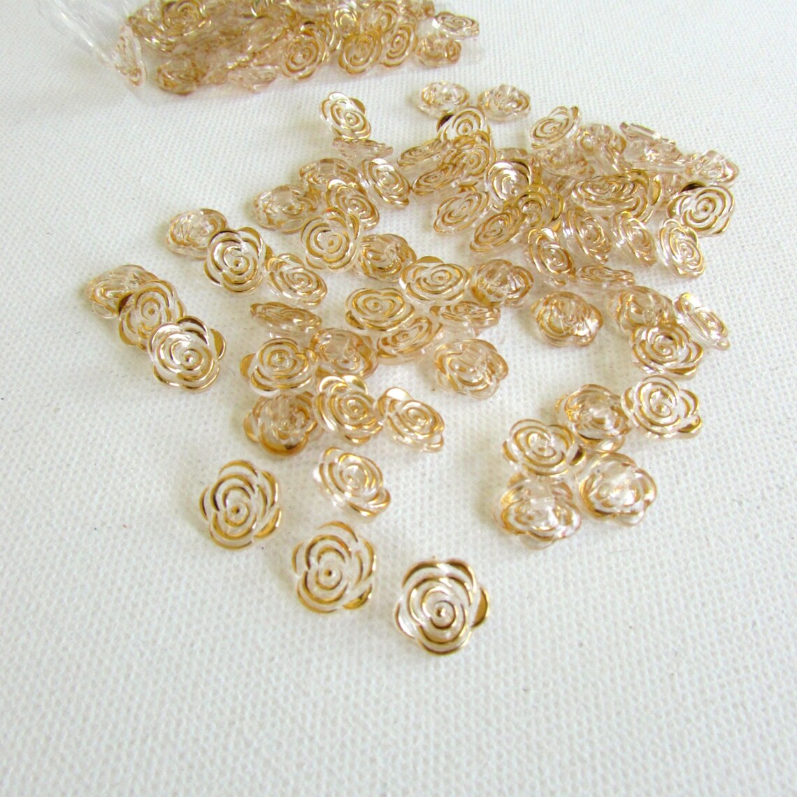 25 Gold Roses Sewing Buttons 13-15 Mm Transparent Shank - Etsy
