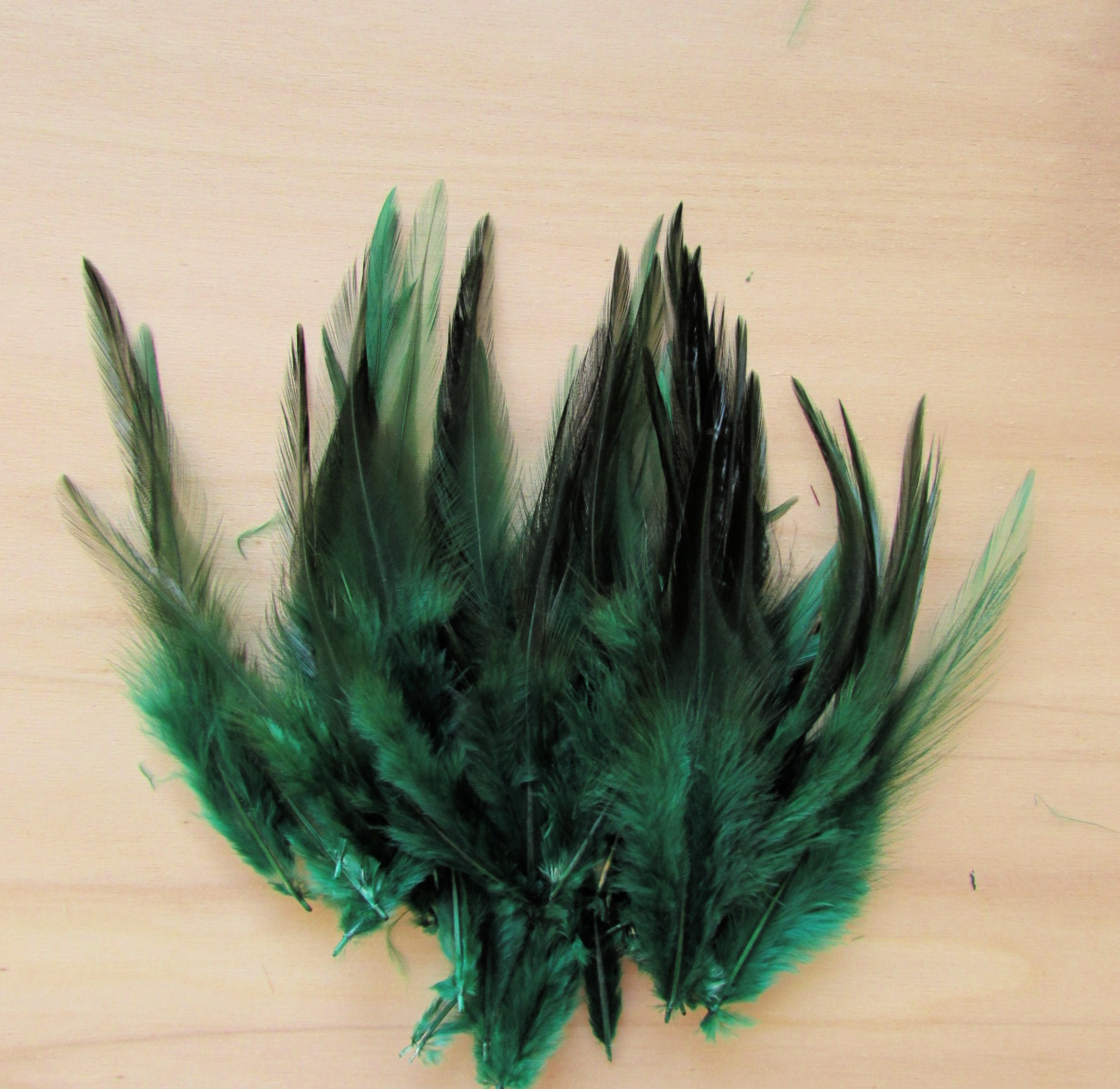 20 Medium size dark green natural feathers for millinery and | Etsy