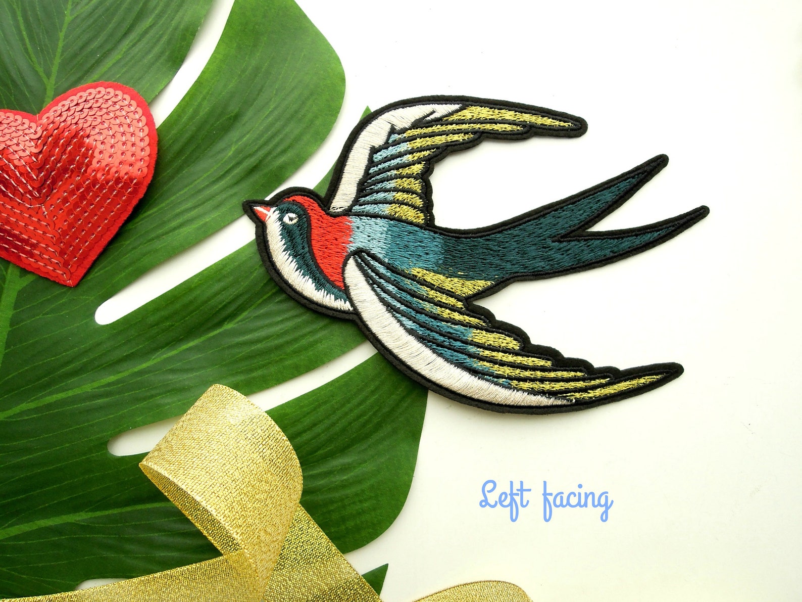 LARGE Swallow Iron-on Patch Tattoo Style Sparrow Fusible - Etsy UK