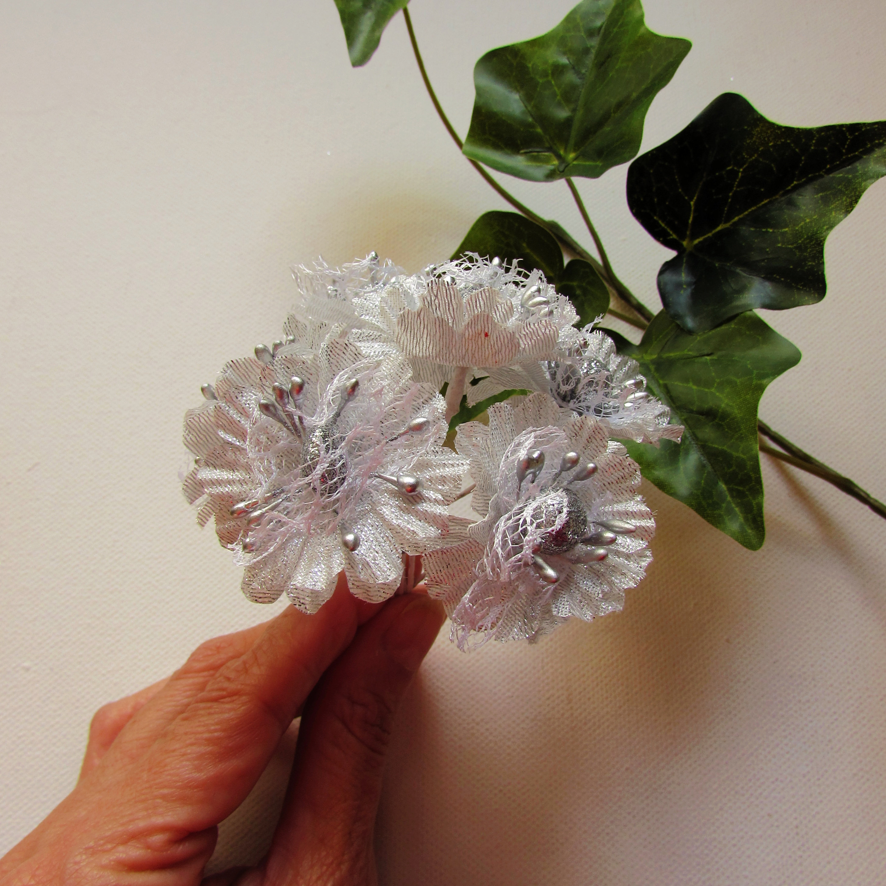 12 Small gold and silver fake flowers for millinery and floral | Etsy