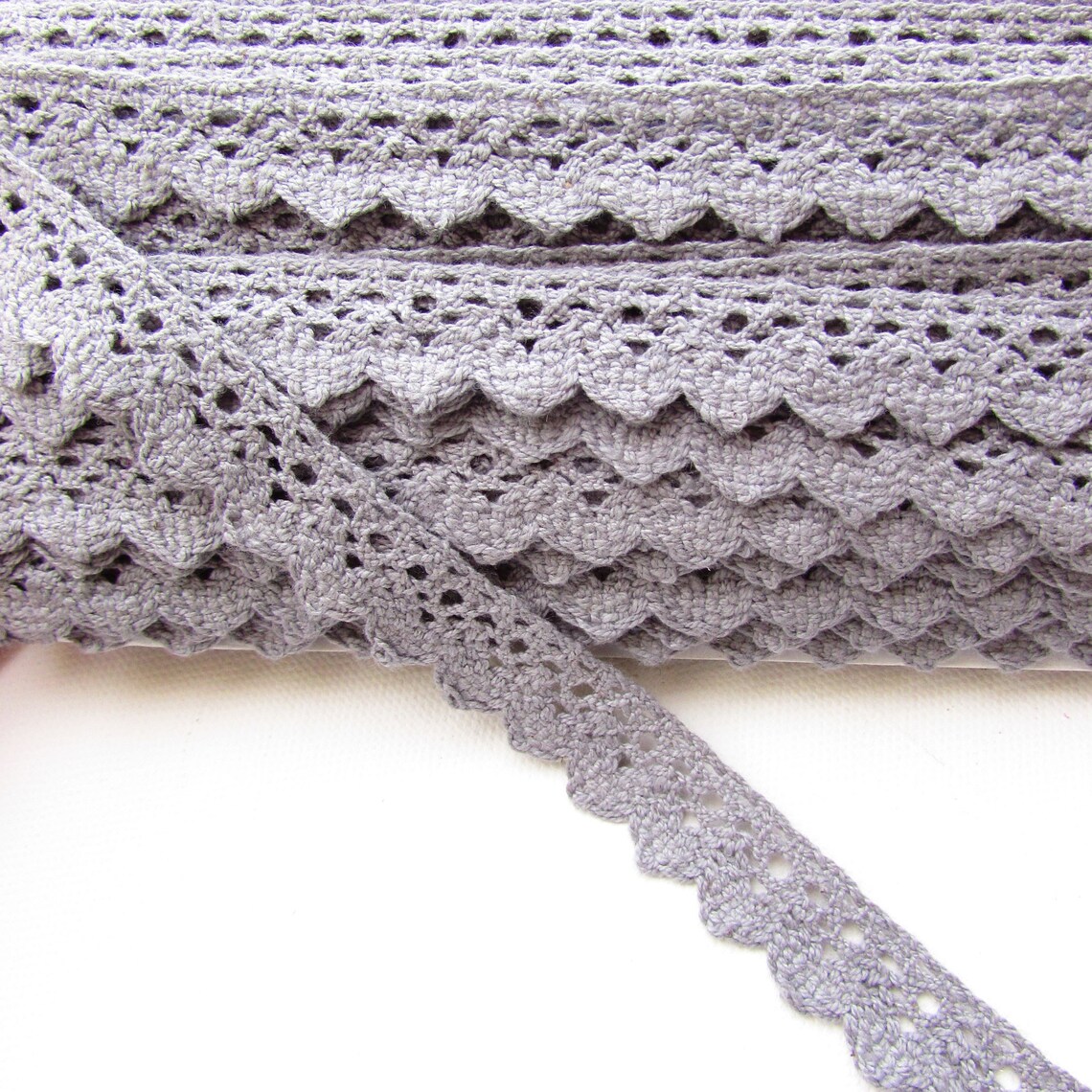 5 Yds GREY Cotton Lace Trim Crochet Border Lace 3/4 - Etsy UK