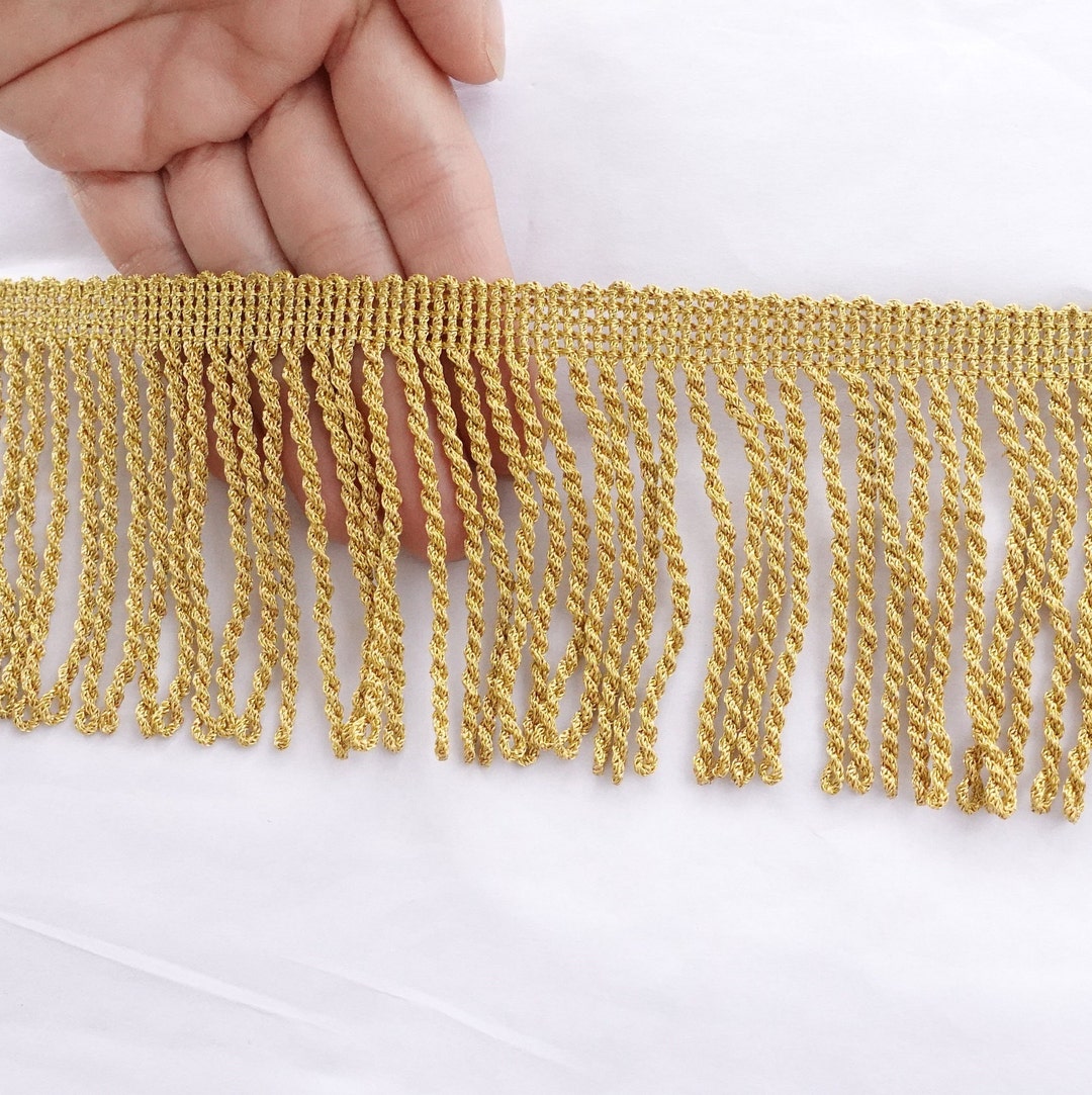Twisted Braided Cord Gold Fringe Trim 7 Cm, Metallic Gold Bullion by ...