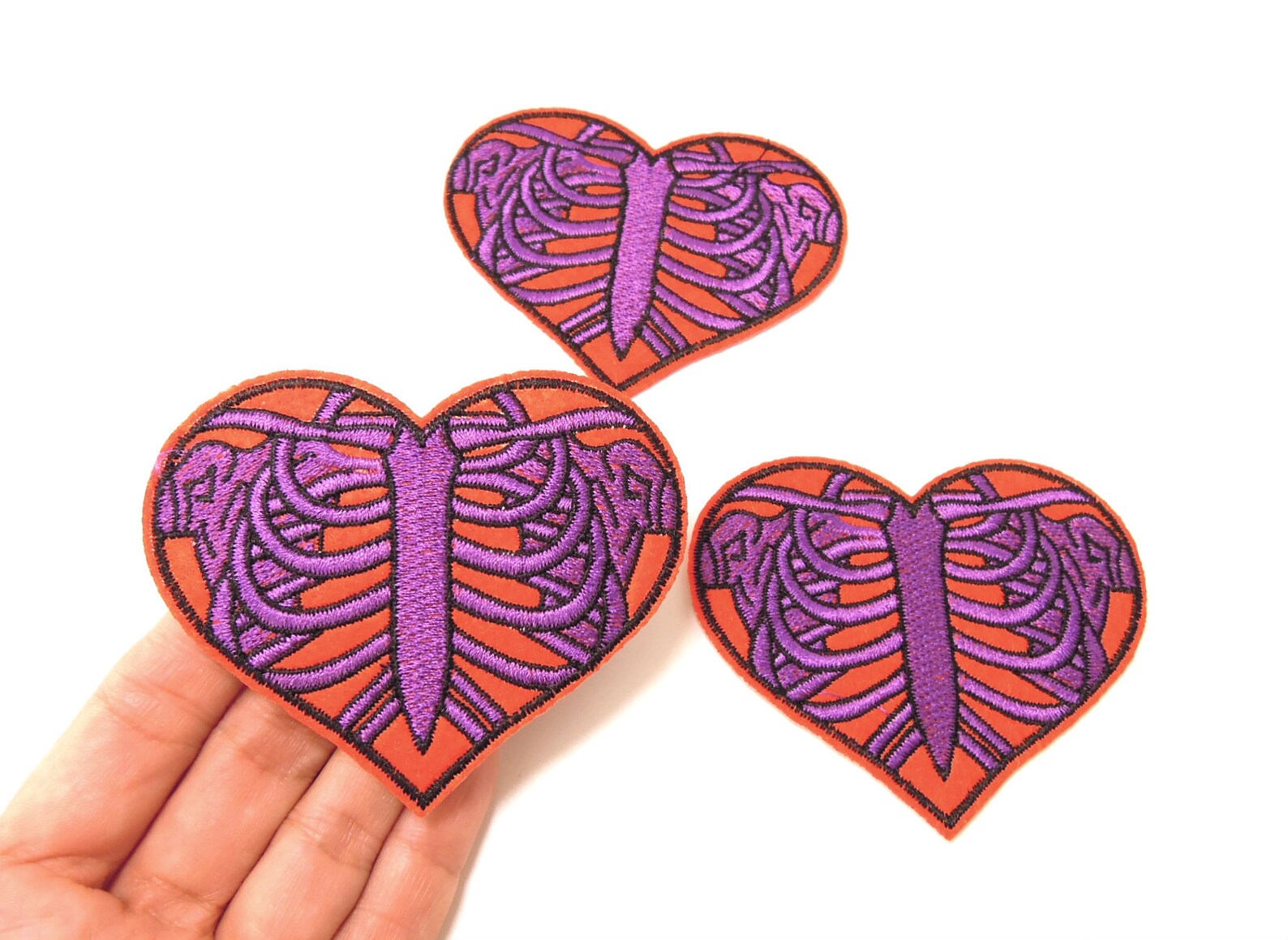 Skeleton Heart Iron Patch Rib Cage Embroidered Applique Goth | Etsy UK