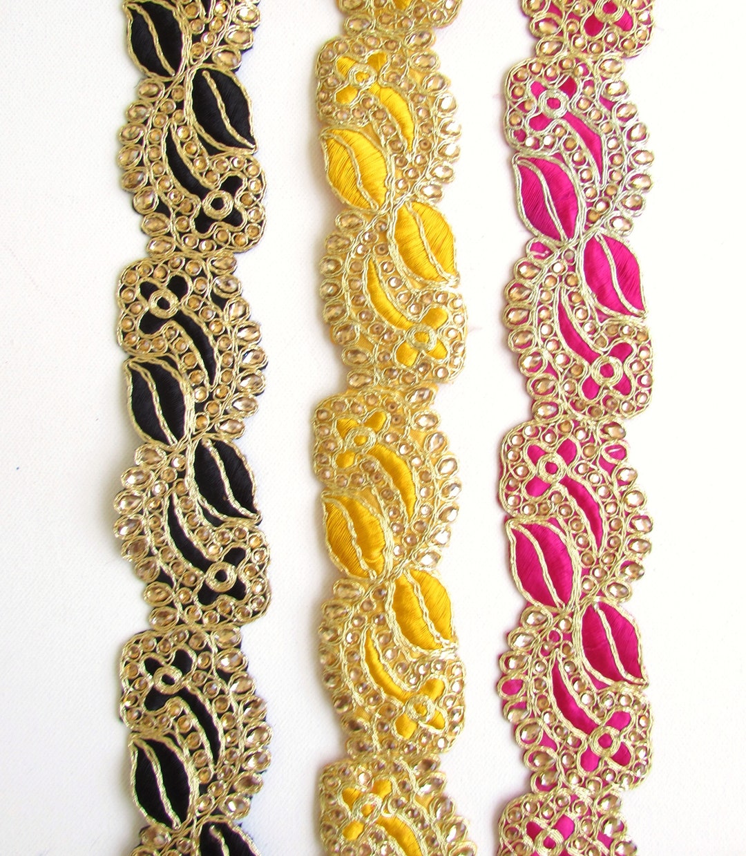 Embroidered Decorative Lace Embellished With Rhinestones 5.5 Cm Sold by ...