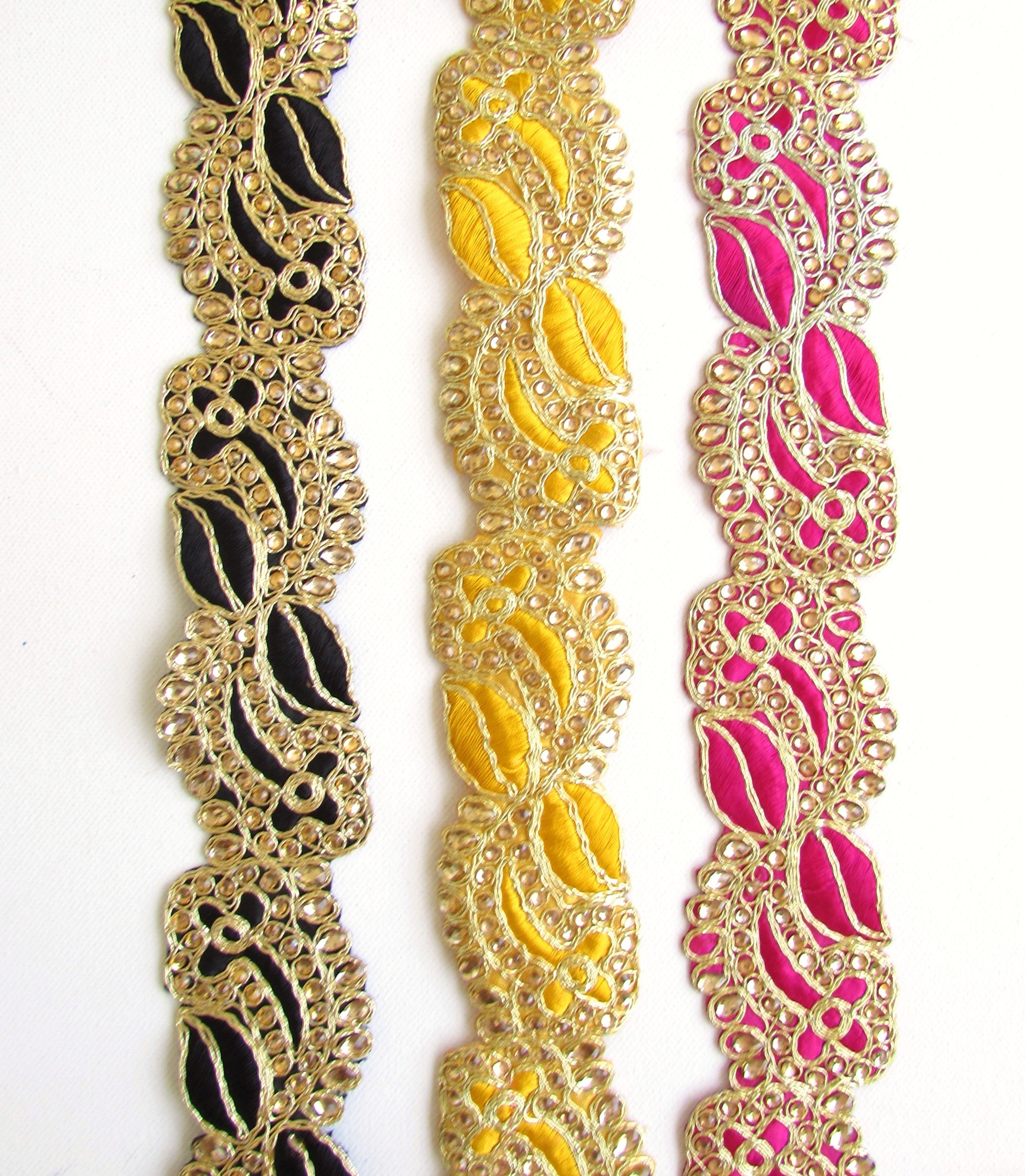 Embroidered Decorative Lace Embellished With Rhinestones 5.5 - Etsy UK