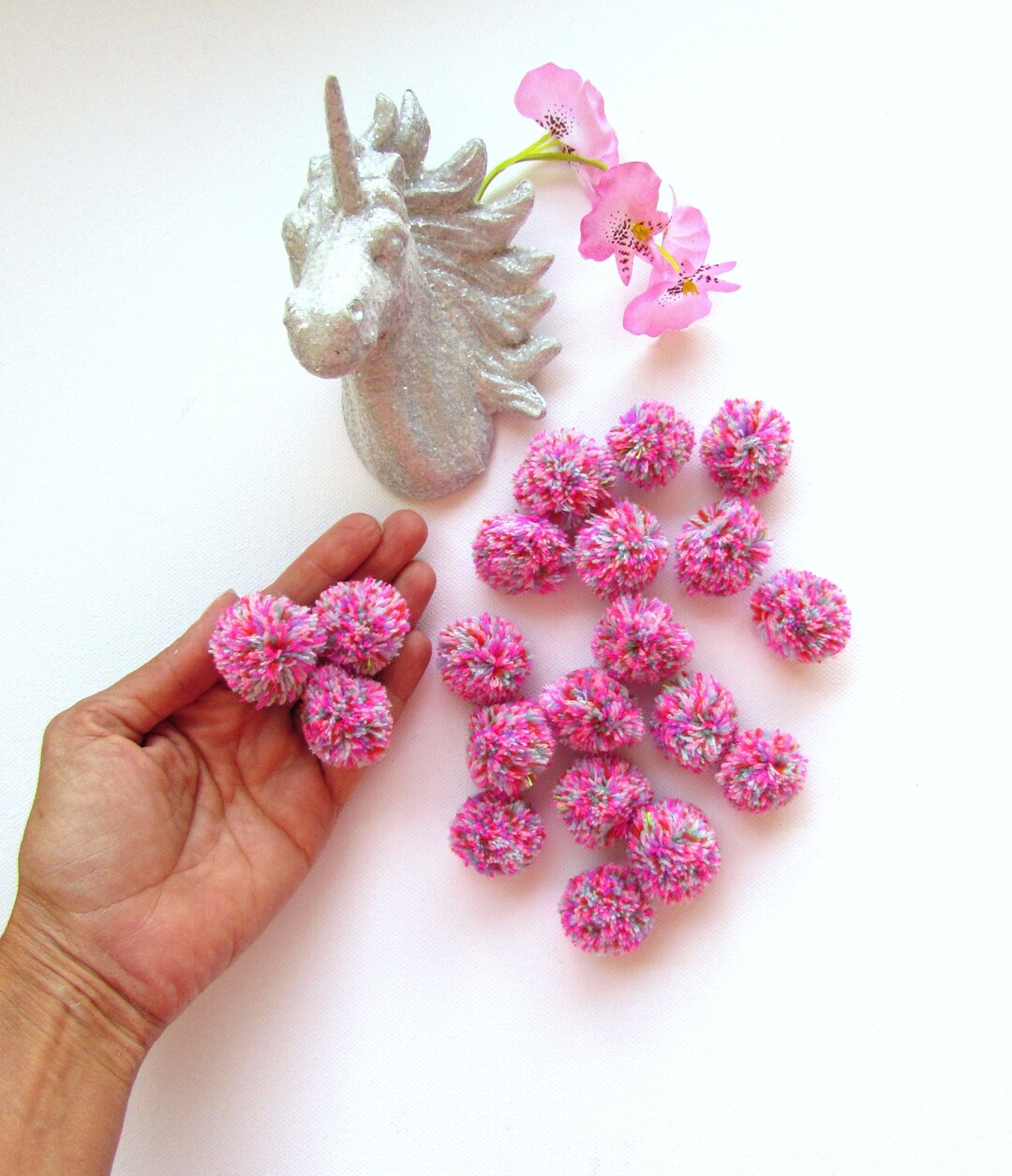 20 Pink Real Cotton Wool Pom Poms 3.5 Cm, Pink Pom-poms - Etsy